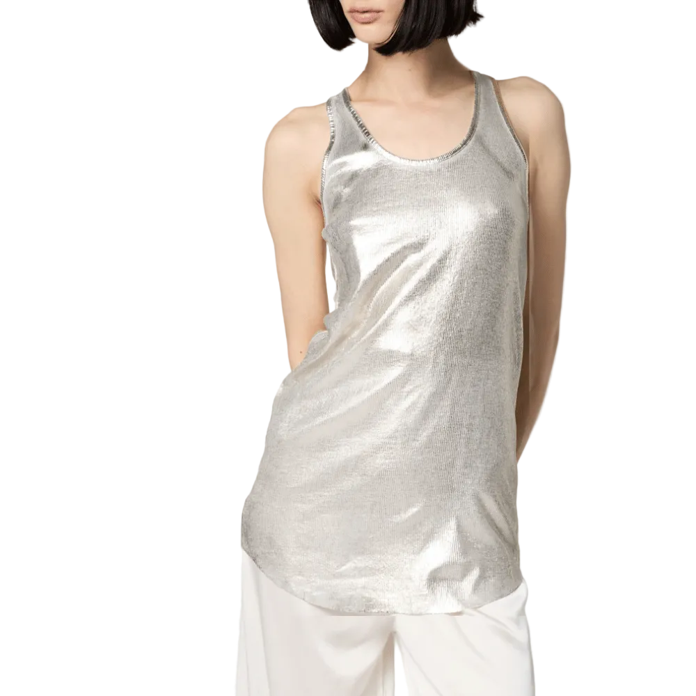 Avant Toi Longline Ribbed Tank Top in Silver – Riada Concept