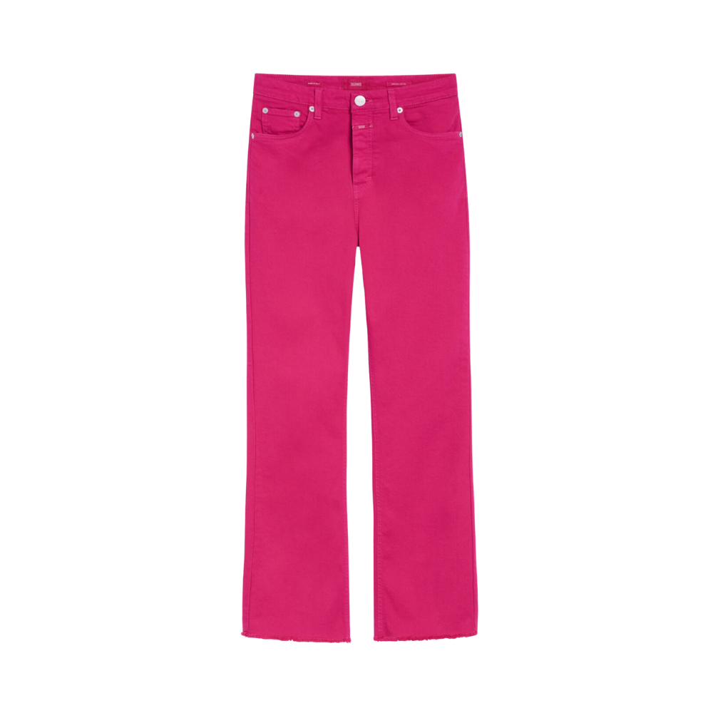 High Waist Flared Leg Hi-Sun Jeans in Raspberry Pink – Riada Concept